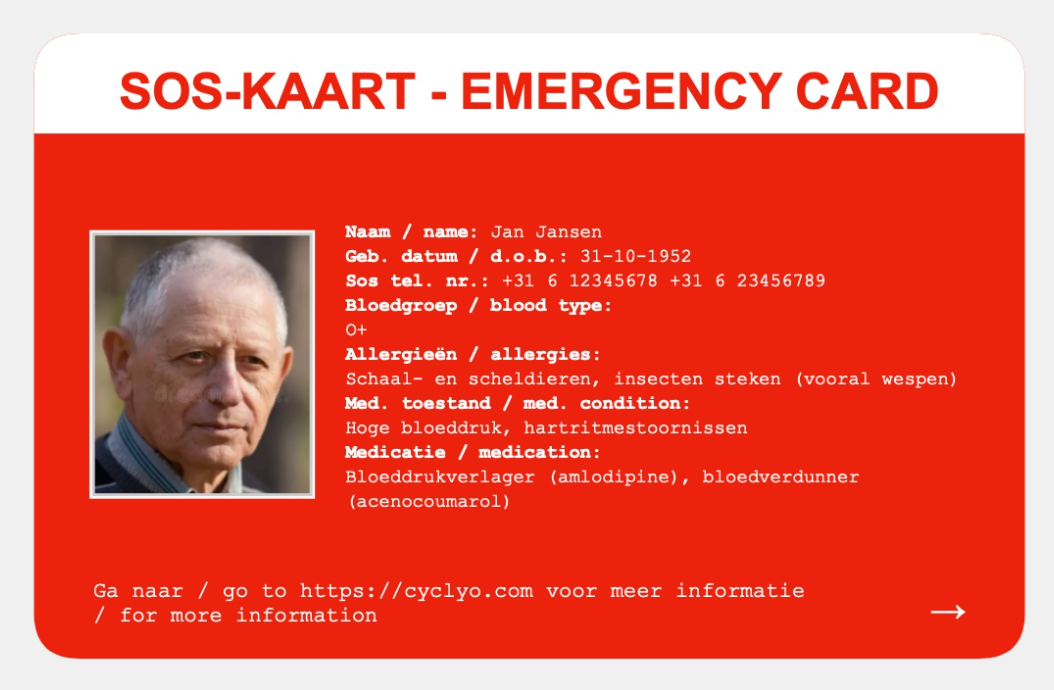 SOS-kaart - Levensreddende informatie altijd bij je